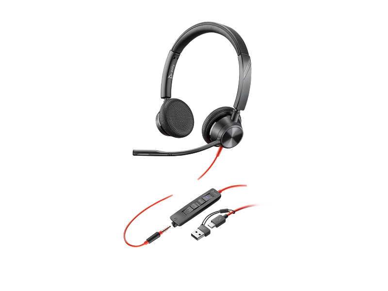 Poly Blackwire 3325 Stereo Microsoft Teams Certified USB-C Headset +3 ...